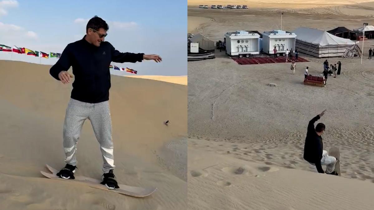 Iker Casillas se cae haciendo 'sandboarding' por una duna del desierto ...